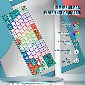COSTOM XVX M84 75% Wireless/Wired Mechanical Keyboard, Compact 84 Keys Hot Swappable Gaming Keyboard, N-Key Rollover RGB Custom Keyboard for Windows Mac PC Gamers(Coral Sea, Gateron Red Switch)