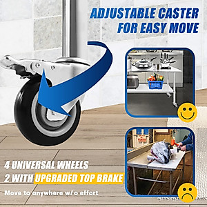 Chingoo Stainless Steel Table with Wheels 24 x 60 Inches Metal Prep Table with Backsplash & Adjustable Undershelf, Stainless Table for Commercial Kitchen, Outdoor, Restaurant, Hotel & Garage