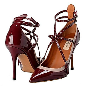 Valentino Women's Patent Leather Two Tones Ankle Strap High Heels Shoes Sz US 9 IT 40 Multi-Color