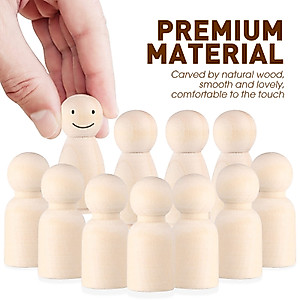 Christmas Doll 40Pcs Wooden Peg Dolls Unfinished Peg People Unpainted Wood Figures Decorative for DIY Graffiti Painting, Arts, Crafts Projects Wooden Toys Unfinished Wood