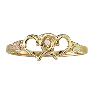 Black Hills Gold Twin Heart Promise Ring with .01 ct Diamond