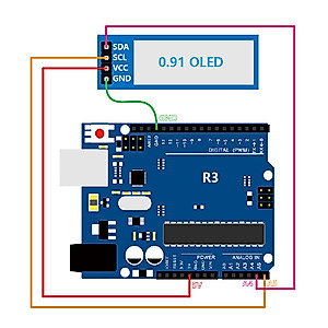 Hosyond 5 Pcs 0.91 Inch I2C OLED Display Module IIC OLED Screen DC 3.3V~5V Compatible with Arduino Raspberry PI (White Display Color)