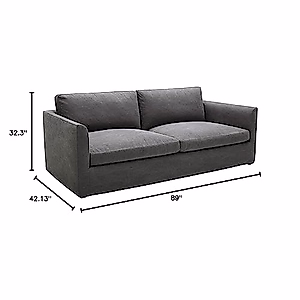 Amazon Brand – Stone & Beam Faraday Down-Filled Casual Slipcovered Sofa, 89"W, Charcoal Grey