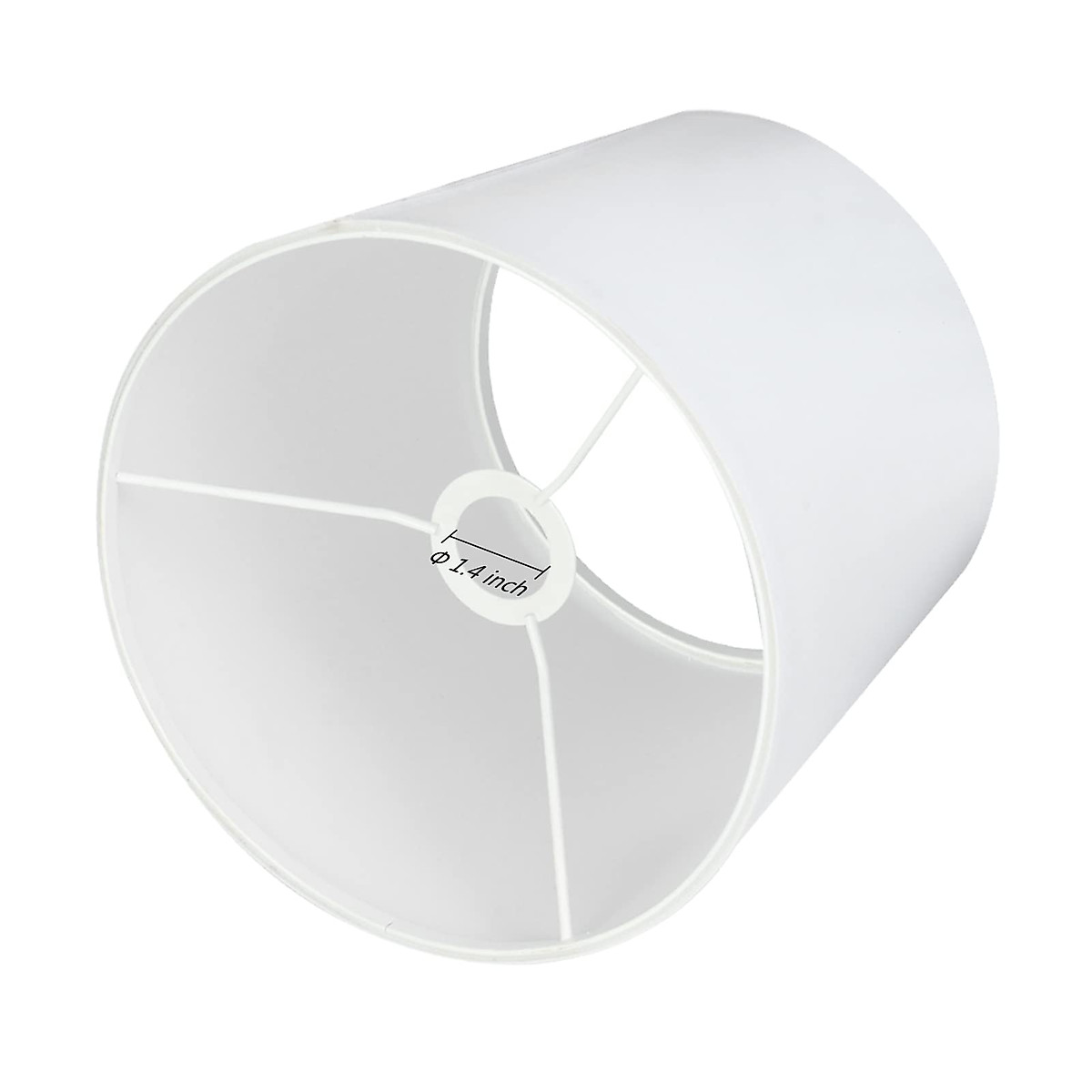 Set of 2 Double Medium Lamp Shades, White Drum Lamp Shade for Table Lamp and Floor Light, Fabric Natural Linen Handmade, 8x10x8.5 inch, Spider (White)