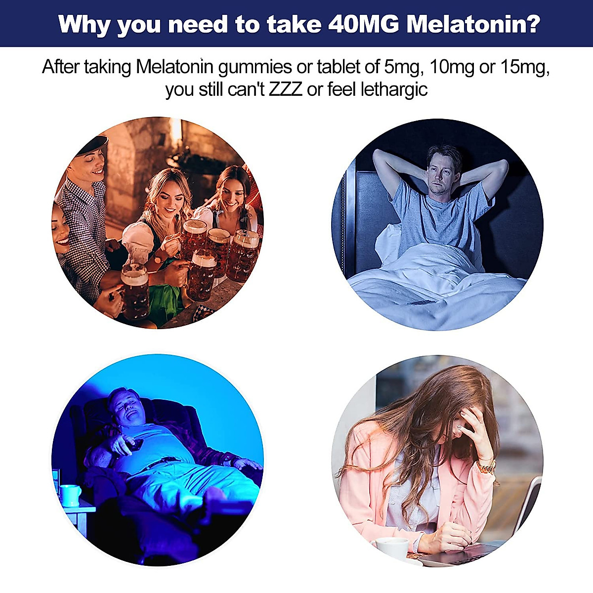 Melatonin 40 mg for Adults - Fast Dissolve & Chewable Sublingual Sleep Supplement - Extra Strength Melatonin with Vitamin D3 & MSM, Selenium for Health Rest Cycle, Deep Zzzs, Sugar-Free, 180 Servings