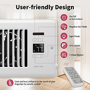 COZZIVITA Ultra-Quiet Register Booster Fan 4 x10'' with High-precision Thermostat - AC Vent Fan Booster - Floor Vent Fan Booster to Fast Heating and Cooling Room, White