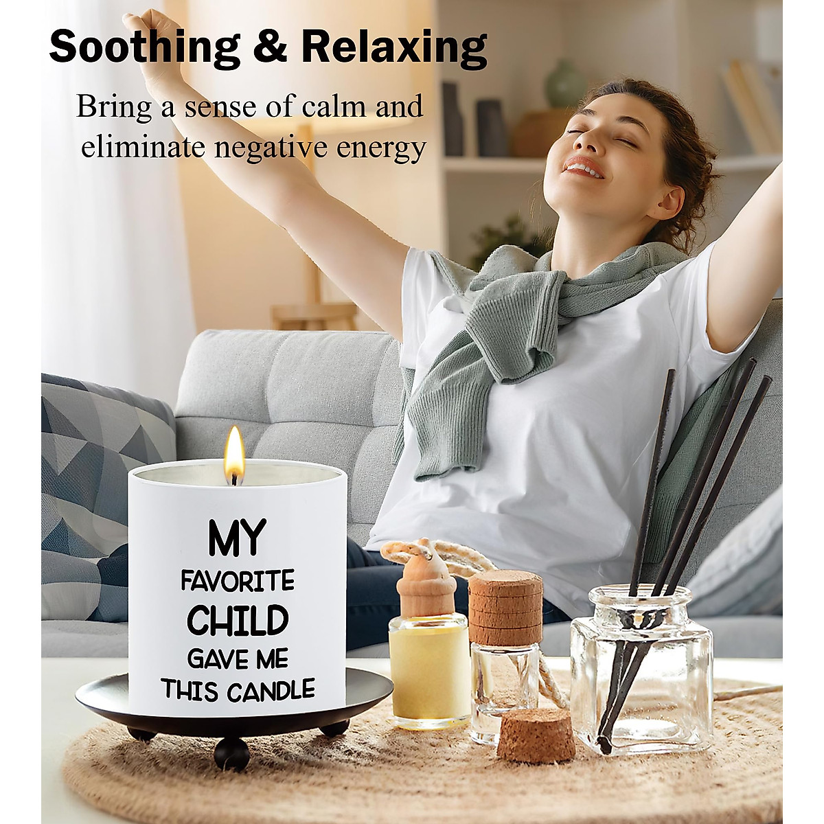 10oz Funny Mom Candle Christmas Gifts for Mom from Favorite Child Daughter Son, Xmas Holiday Best Mom Ever Gifts Parents Candle Gifts, Birthday Step Mom Mother in Law Gift, Mom Lavender Scented Candle