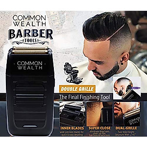 Common Wealth Professional Shaver Cordless Hypoallergenic Bump Free Gold Pro Foil Barber Finishing Shaper Trimmer Tool CWPS26 for Beard Neckline & Tapered Fades