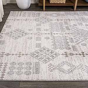 JONATHAN Y MOH302A-8 Bhalil Berber Diamond Geometric Indoor Farmhouse Area-Rug Bohemian Casual Easy-Cleaning Bedroom Kitchen Living Room Non Shedding, 8 X 10, Beige,Gray