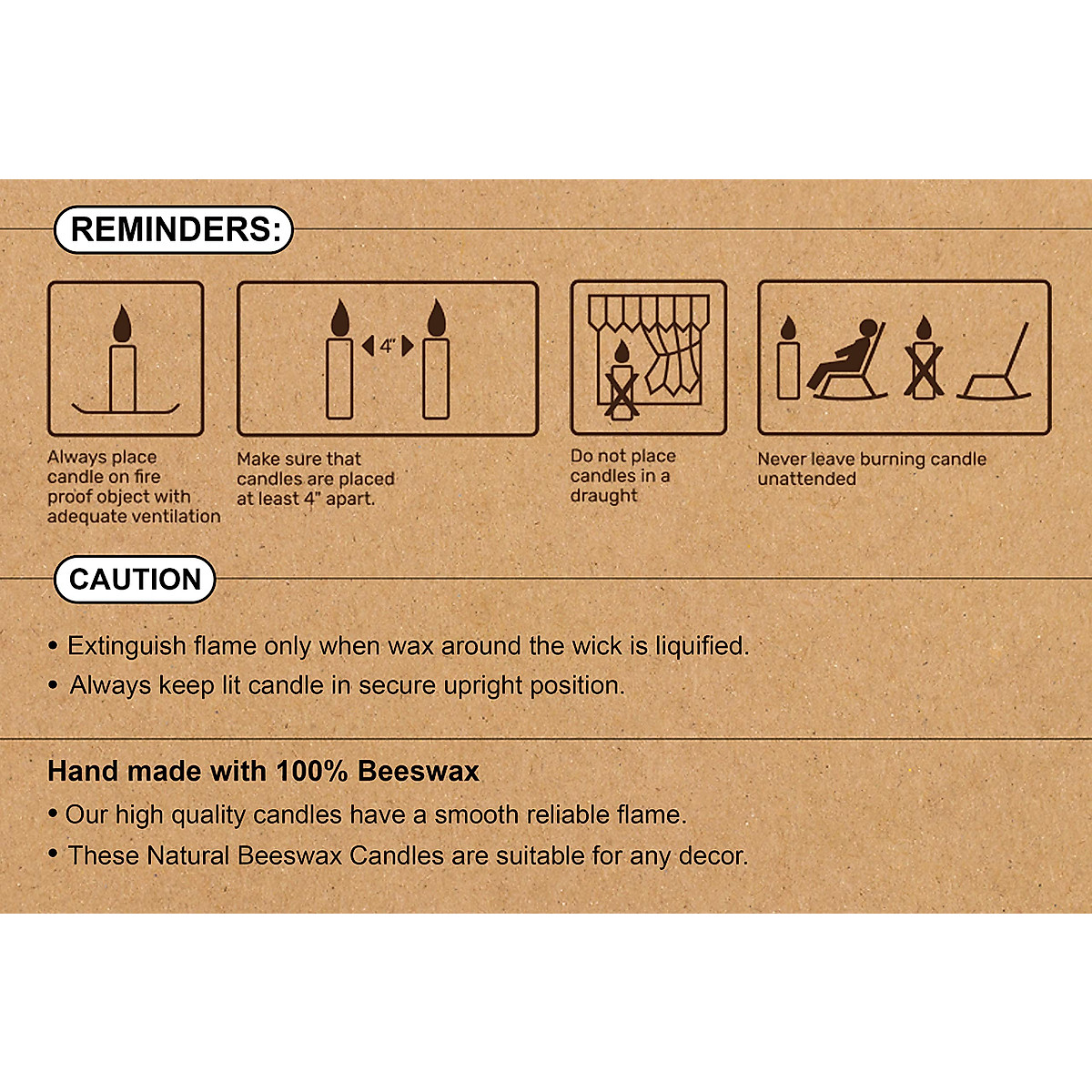 Hyoola 16" Beeswax Taper Candles - 16 Hour Burn Time - White Beeswax Candles - 2 Pack