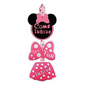 RORARO Minnie Mouse Theme Door Sign Come Inside Its Fun Inside Welcome Hanger For Girls Minnie Birthday Party Decorations Supplies Polka Dot Bowknot OH TWO DLES