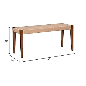 Powell Furniture Linon Patty Wood and Rope Dining Bench in Brown