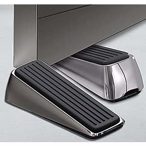 Wedge Door Stoppers for Bottom of Door: 2 Pack Heavy Duty Door Holder Metal & Rubber Door Stop, Anti-slip Floor Mount Door Stopper Keeps Your Door Open, Doorstops for Home Office Dorm Classroom Garage