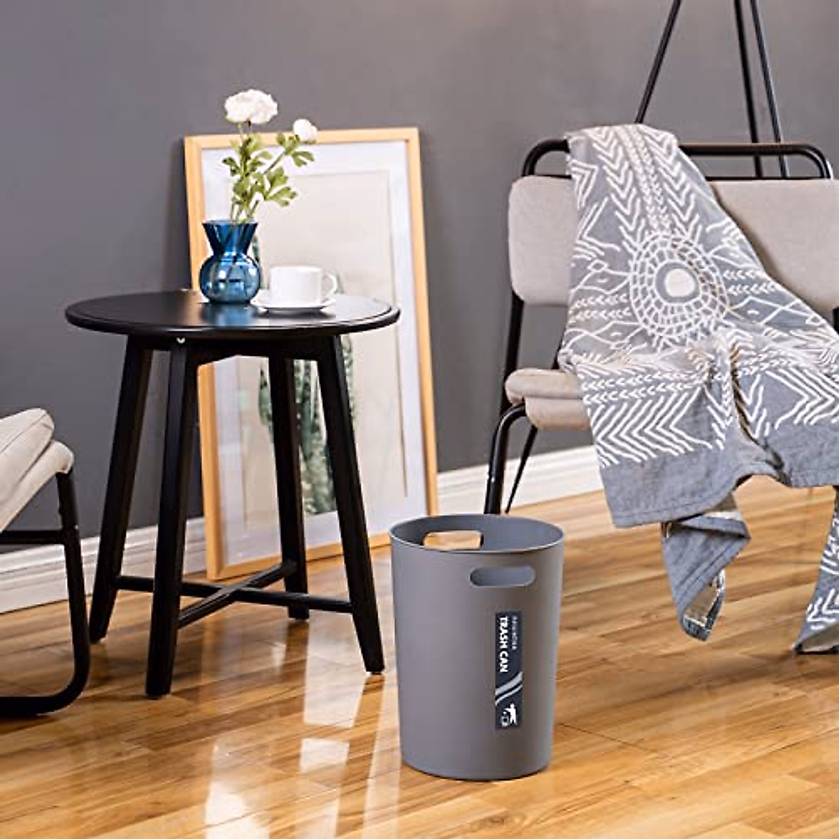 Amorettise 4 Pack Small Trash Can for Bathroom - 3 Gallon/12-Liter Wastebasket, Round Plastic Garbage Container Bin for Bedroom Office Grey.