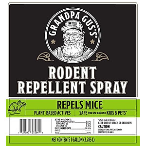 Grandpa Gus's Rodent Repellent Spray with Sprayer, Natural Peppermint & Cinnamon Oils Repel Mice and Stop Rats & Squirrels, 1 Gallon (Pack of 1)