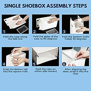 GOMINIMO 12 Pack Clear Durable Plastic Shoe Boxes Stackable Storage Bins Rack Organizer Containers with Lids