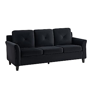 Raelynn Button Tufted Sofa &Loveseat Black Modern Sofa Set - Microfiber Living room sets for Small Spaces Sofa Cama para Sala Modernos Baratos, Durable Sturdy Living Room Furniture Tool-Free Assembly