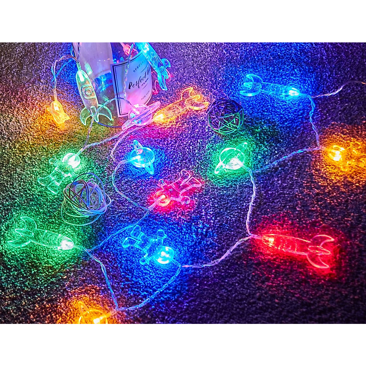 20 LED Children's Room LED String Light Astronaut Spaceship Rocket Pendants Holiday Party Lights Wall Window Nursery or Kids room Decor Wedding Around the Garden Party Patio Christmas (multicolour)