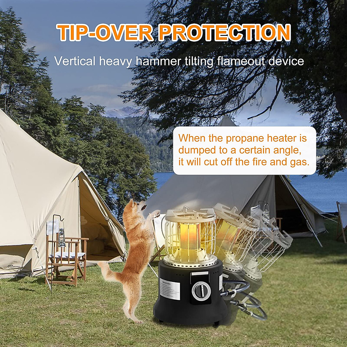 AKUSAKO Upgraded Propane Heater - Portable Tent Heater, Camping Gas Heater and Stove, Patio Heaters with Pressure Reducing Valve for Outdoor/Indoor Ice Fishing Hiking Hunting Survival Emergency,Black