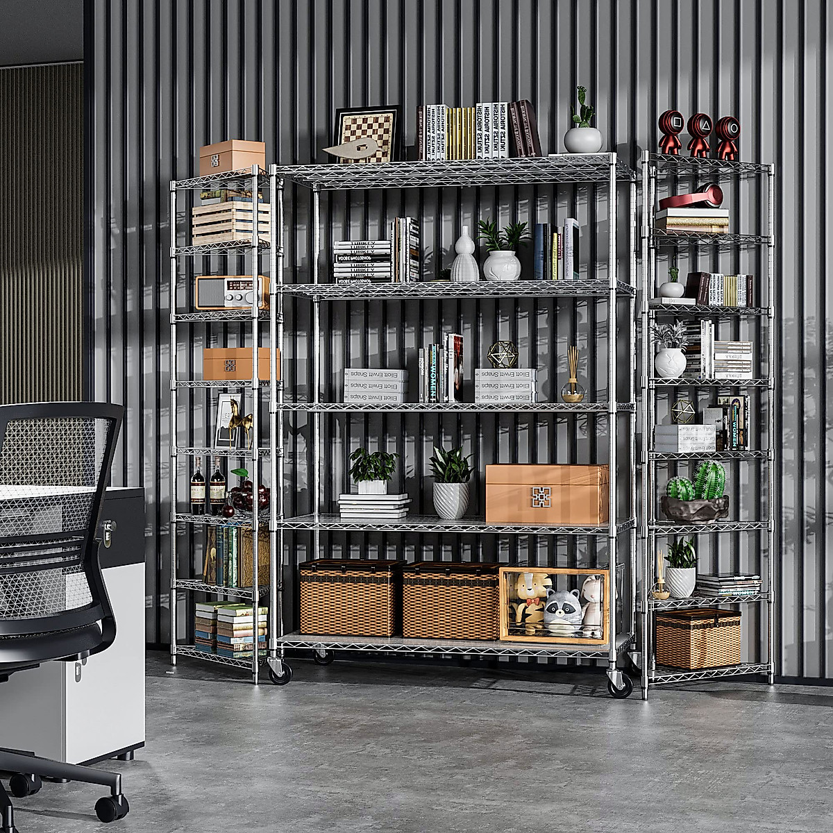 Metal Storage Shelves with Wheels, NSF Shelving Unit 60 X 18 X 72, 1325 Lbs Capacity, 5 Tier Heavy Duty Wire Shelving Rack, Commercial Metal Shelves for Storage, Garage, Pantry, Kitchen, Chrome