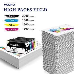 Mooho Remanufactured 952XL Ink Cartridge Replacement for HP 952XL Ink Cartridges Combo Pack |Used in HP Officejet Pro 8710 7740 8720 8210 8715 8702 7720 8730 8740 8216 8725 8700 Printer(4 Pack)