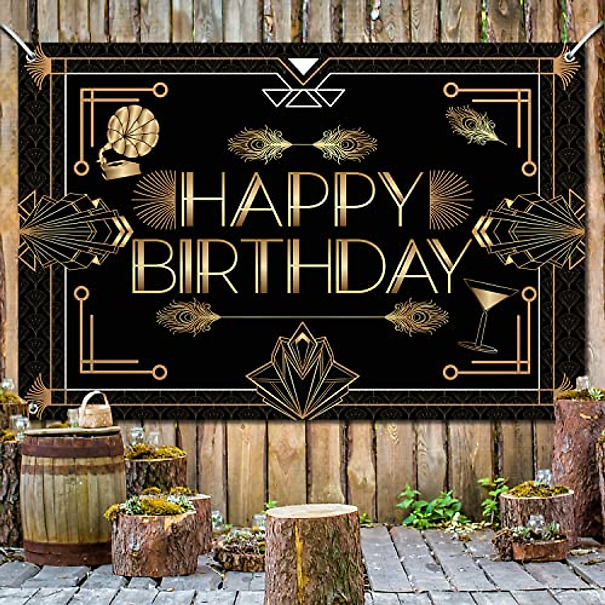 Roaring 20s Party Decorations Birthday Backdrop Banner for Women Men 1920s Great Gatsby Themed Background Bday Black and Gold Favors Props Photography Sign Decor Supplies