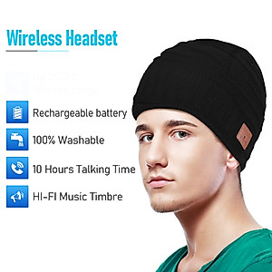 SMINIKER Wireless Beanie Hat Musical Hat for Outdoor Sports for Teenagers Men and Women(Black)