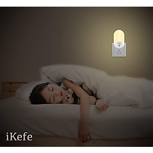 iKefe 2PCS LED Wall Plug-in Night Light Lamp with Automatic Light Sensor, Soft Warm White/Electric Outlet Plug Nightlight for Bathroom, Toddler, Kids, Baby Room, Nursery, Bedroom, Hallway, Kitchen