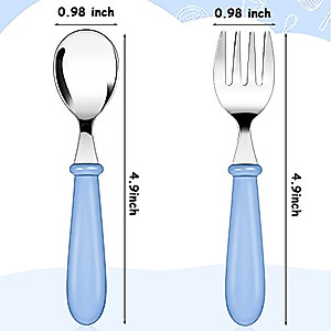12 Pieces Kids Fork and Spoon Silverware Set Stainless Steel Utensils Flatware Round Handle Utensils Kids Silverware Cutlery Set for Home, Restaurant and Kitchen