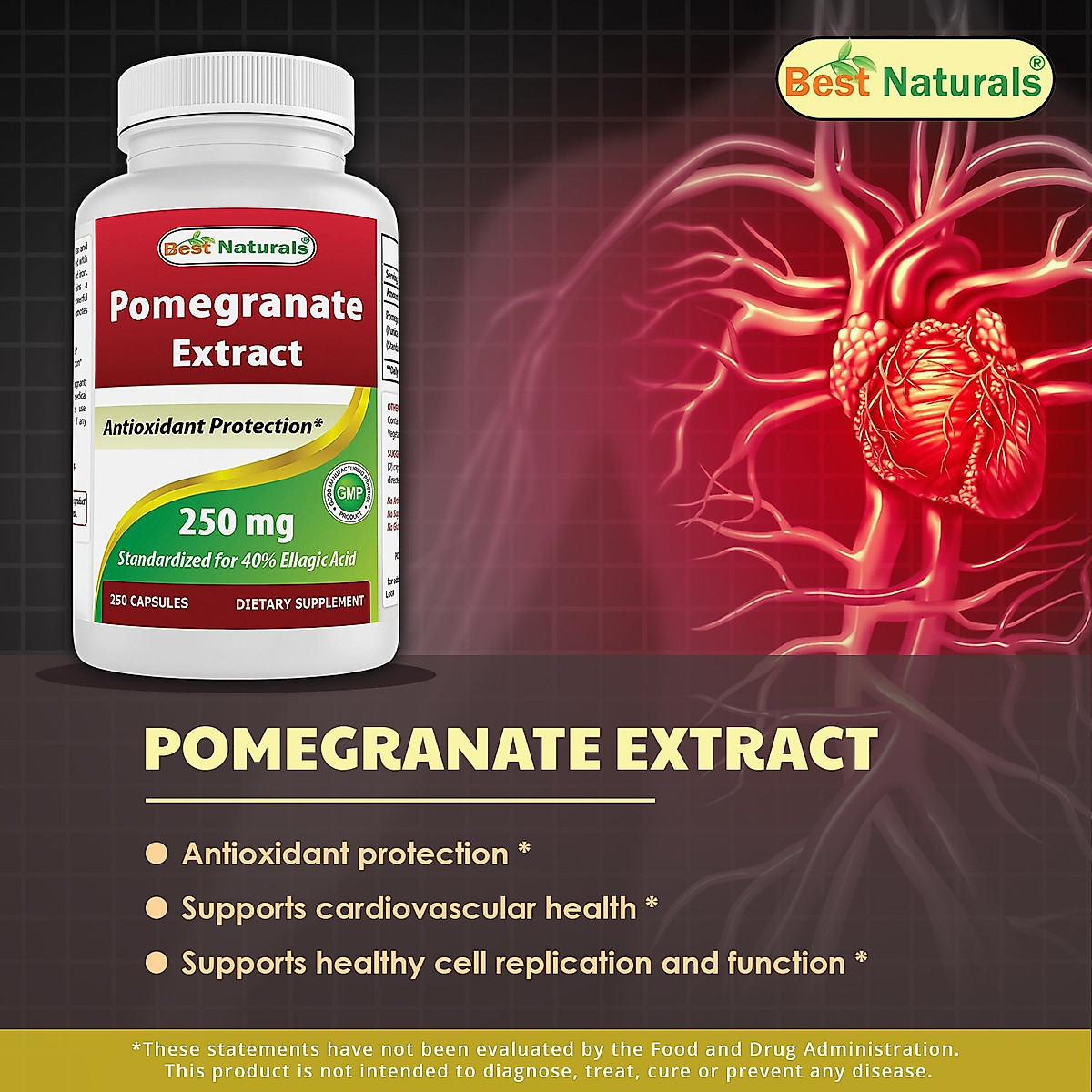 Best Naturals Pomegranate Extract 250 mg 250 Capsules