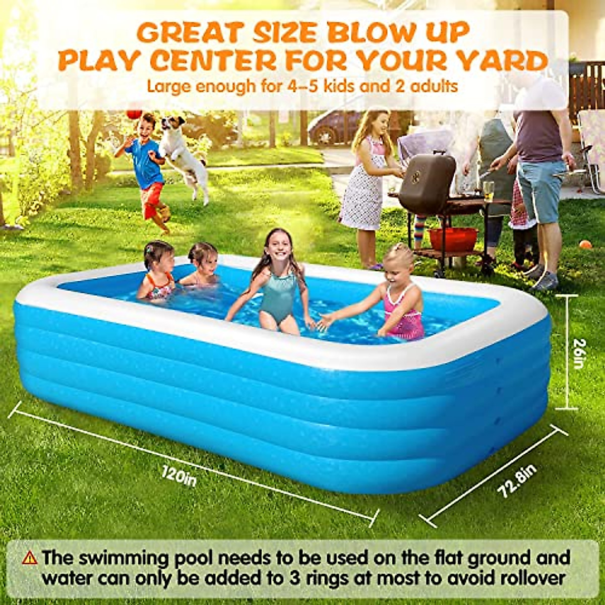 SOARRUCY 10FT Inflatable Swimming Pools for Kids and Adults - Piscinas para Adultos,Kid Pool, Inflatable Pool for Toddlers, Family,Outdoor, Backyard ,Garden,Summer Water Party