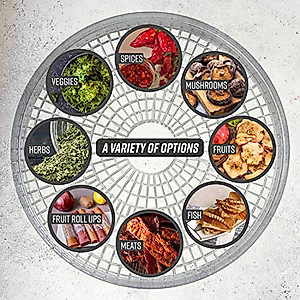 Ronco for Beef, Turkey, Chicken, Fish Jerky, Fruits, Vegetables 5-Tray Dehydrator, Food Preserver Quiet & Easy Operation, Classic White
