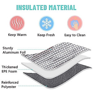 Kasqo Lunch Box Bag for Men Women, Insulated Thermal Reusable Lunch Cooler Tote Lunch Tote with Front Pocket Office Work Travelling in Black