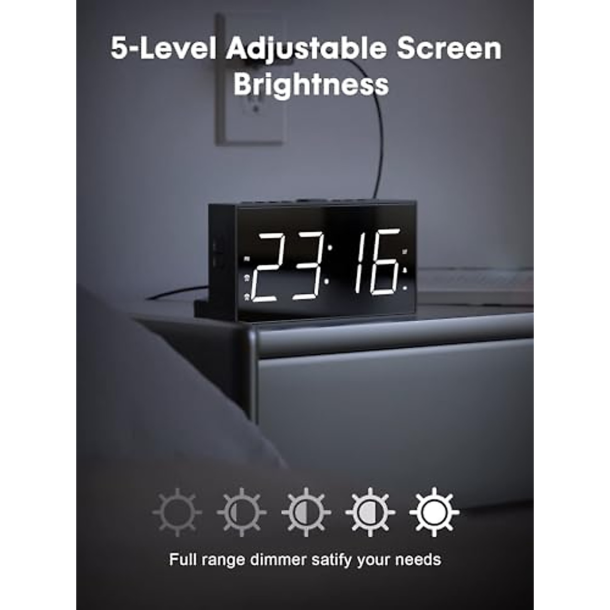 Super Loud Alarm Clock for Heavy Sleepers, Vibrating Alarm Clock for Hearing Impaired Deaf, Teens, Dual Alarm Clock with Bed shaker, Large Display Digital Clock with USB Port, Dimmer, Battery Backup