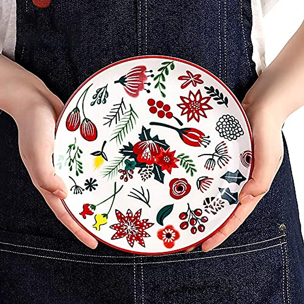 GagalU Fine Dinnerware Set,10 Piece Dinnerware Set, Ceramic Tableware Set, Dinner Plates and Bowls, American Multicolor Pastoral Floral, Service for 2