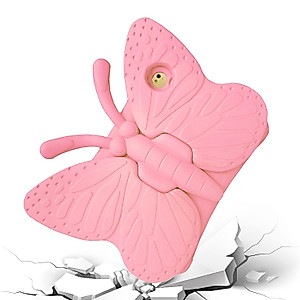 iPad case for Kids, Feitenn 3D Cartoon Butterfly Non-Toxic EVA Light Weight Kid Proof Shockproof case with Kickstand for ipad 5/ ipad 6 /ipad pro 9.7/ New iPad 2017 case (Pink)