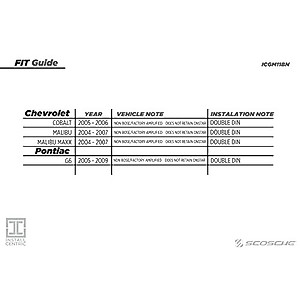 SCOSCHE Install Centric ICGM11BN Compatible with Select GM 2004-09 Double DIN Complete Basic Installation Solution for Installing an Aftermarket Stereo,Black