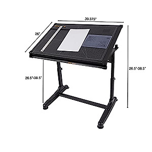 Stand Up Desk Store Adjustable Height and Angle Drafting Table Drawing Desk with Large Surface (Black Frame/Black Top, 40" W X 26" D)
