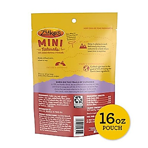 Zuke’s Mini Naturals Soft And Chewy Dog Treats For Training Pouch, Natural Treat Bites With Rabbit Recipe - 16.0 OZ Bag