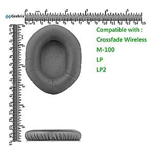 Geekria QuickFit Replacement Ear Pads for V-Moda Crossfade Wireless, M-100, LP, LP2 Headphones Ear Cushions, Headset Earpads, Ear Cups Cover Repair Parts (Grey)