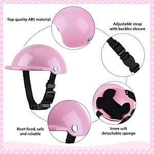 Pet Dog Helmet and Dog Goggles Set 4 Inch Padded Puppy Motorcycle Helmet Sunglasses Safety Cap Hard Hat Adorable Puppy Goggles with Adjustable Belt for Small Pet Riding, S Size(Pink)