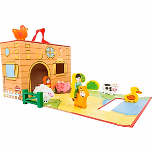 Small Foot Wooden Toys Farm Themed playworld in a Carrying case Designed for Children 3+, Multi (11111)