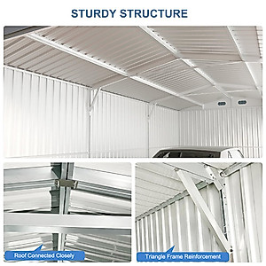 20 x 13 FT Outdoor Storage Shed, Large Metal Garden Shed with 2 Lockable Doors, Tool Shed Outdoor Storage with 4 Air Vents, Garage Shed Waterproof for Car, Truck, Bike, Garbage Can, Tool, Dark Gray