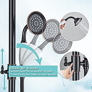 Gmusre Oil Rubbed Bronze Bathroom Shower Faucet Set Outdoor Shower Fixture 8 Inch Rainfall Shower Head Handheld Spray Tub Spout Wall Mounted Mixer Shower System with 12 Inch Extension Tube