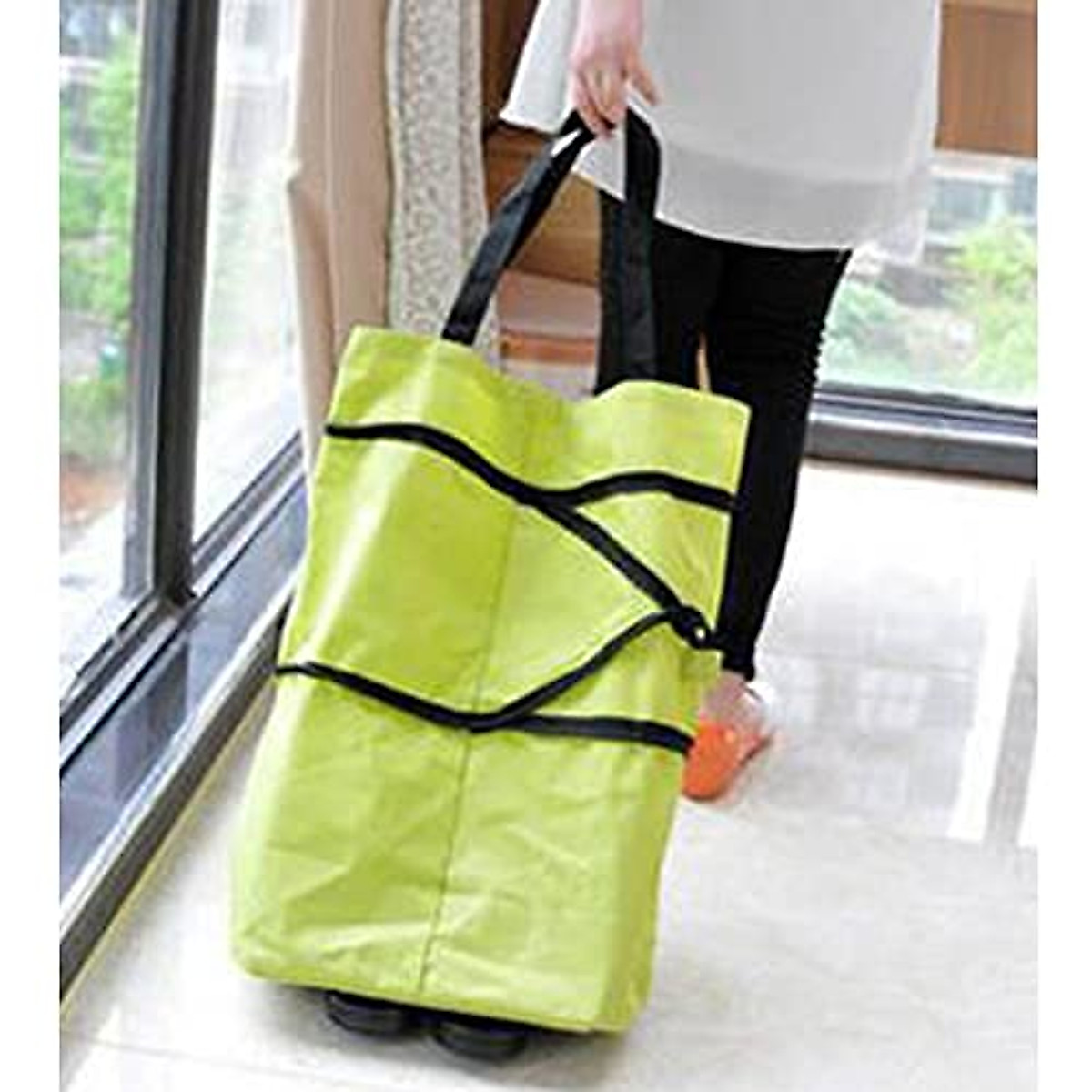 Collapsible Trolley Bags, Folding Shopping Bag with Wheels Reusable Grocery Bags Shopping Trolley Bag for Shopping Home Kitchen Supermarket Travel