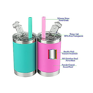 Housavvy 12 Oz Kids Tumblers with Lids and Straws Spill Proof,Vaccum Insulated Stainless Steel Kids Cups,Easy to Clean Toddler Smoothie Cups BPA Free Baby Sippy Cups for Toddlers