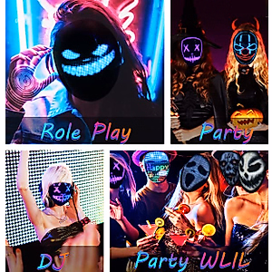 LED Mask-APP Programmable Control Glowing, RGB Full Color Light Up Mask, for Kids Men Women Halloween Costume Cosplay Party Gift (USBC Rechargable)