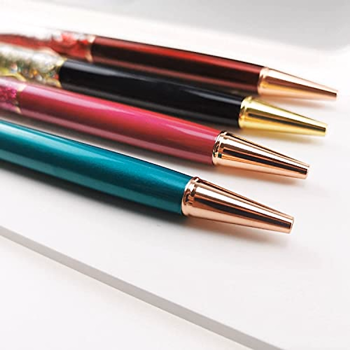 Oddmoal Fancy Metal Ballpoint Pens Floating Glitter Dynamic Liquid Sand Pen for Office Supplies, Black Ink, 12 Count(Mixed Color)