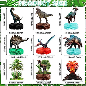 10 Pcs Dinosaur Centerpieces For Birthday Party 3D Dino Honeycomb Table Decorations Safari Jungle Animal Theme Baby Shower Table Paper Topper Stand Decor For Boys Girls Kids