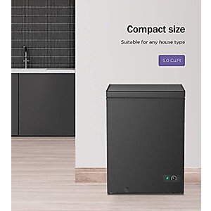 Northair Chest Freezer - 5 Cu Ft with 3 Removable Plastic Baskets - Reach In Freezer Chest - Quiet Compact Freezer - 7 Temperature Settings - Black (3.5 Cubic Feet, Black)